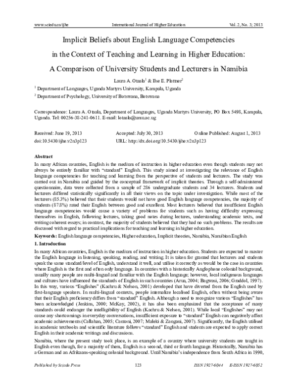 (PDF) Implicit Beliefs about English Language Competencies in the Context of Teaching and ...