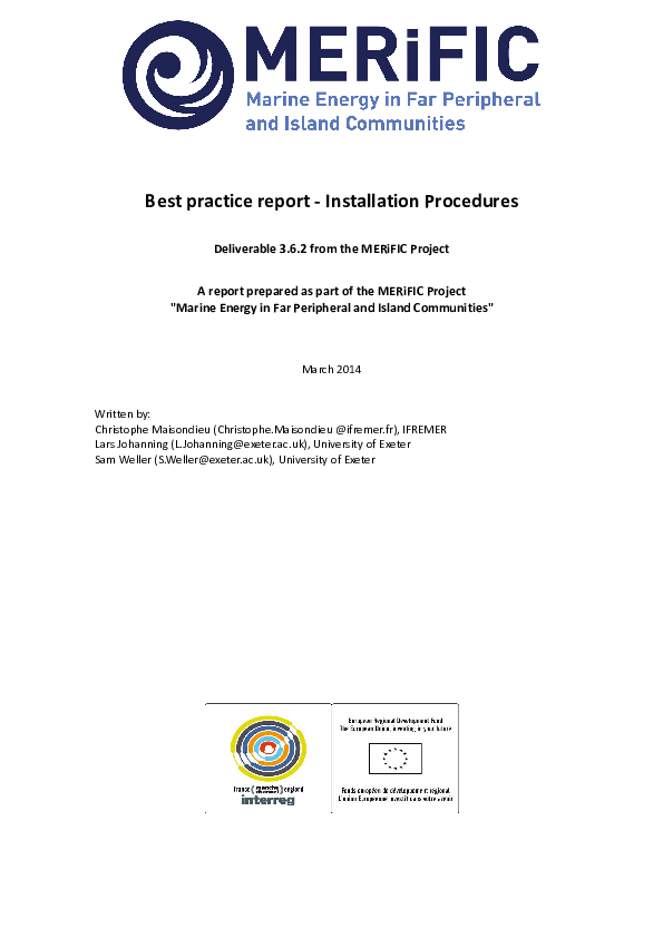 (PDF) Best practice report - Installation procedures. Deliverable 3.6.2 ...