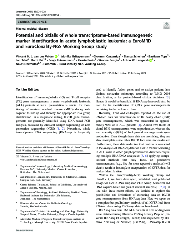 (PDF) Potential and pitfalls of whole transcriptome-based immunogenetic marker identification in ...