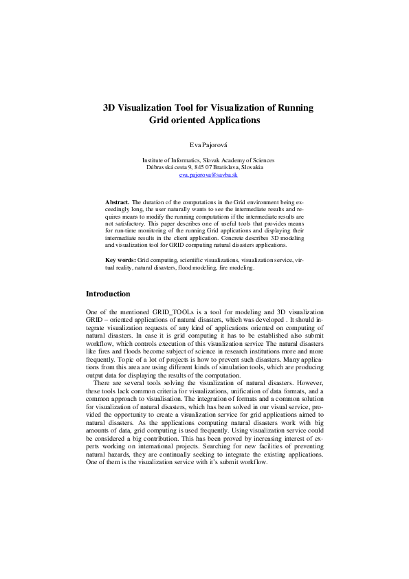 Pdf 3d Visualization Tool For Visualization Of Running Grid Oriented