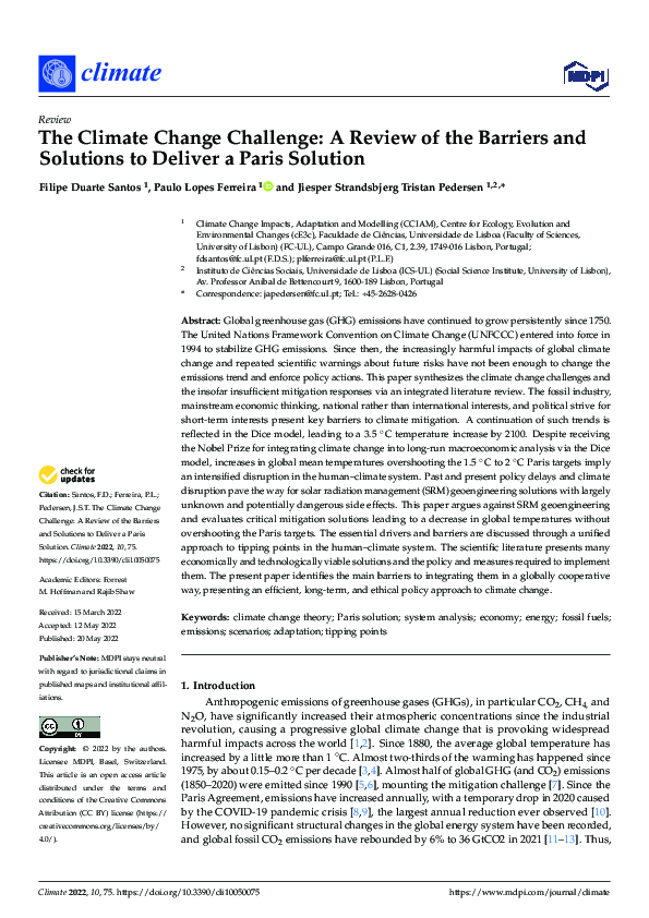 (PDF) The Climate Change Challenge: A Review of the Barriers and ...