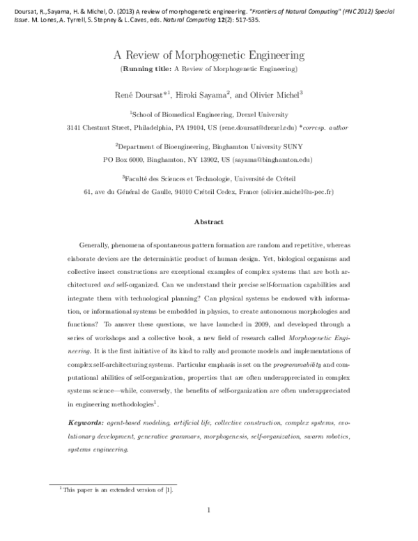 (PDF) A review of morphogenetic engineering