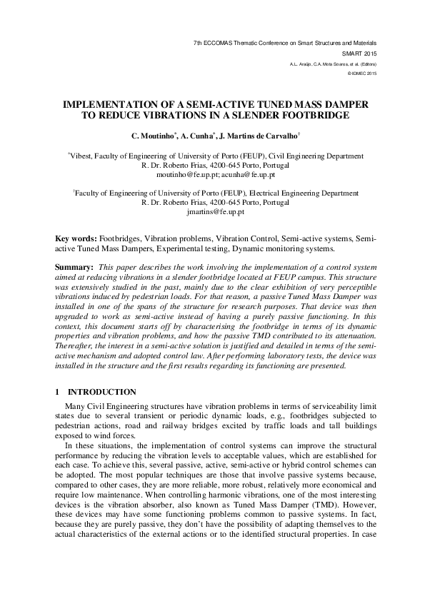 (PDF) Implementation of a semi-active tuned mass damper to reduce ...