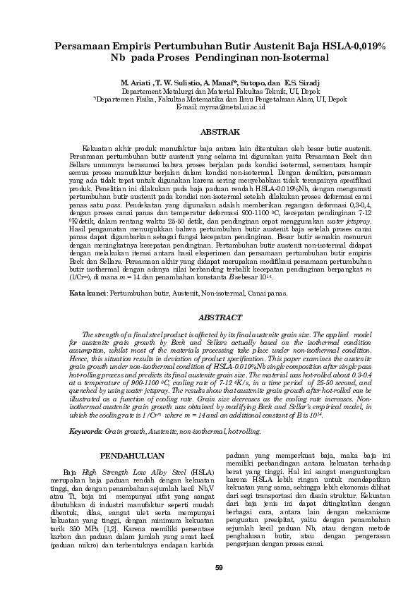 (PDF) Persamaan Empiris Pertumbuhan Butir Austenit Baja HSLA-0,019% Nb ...