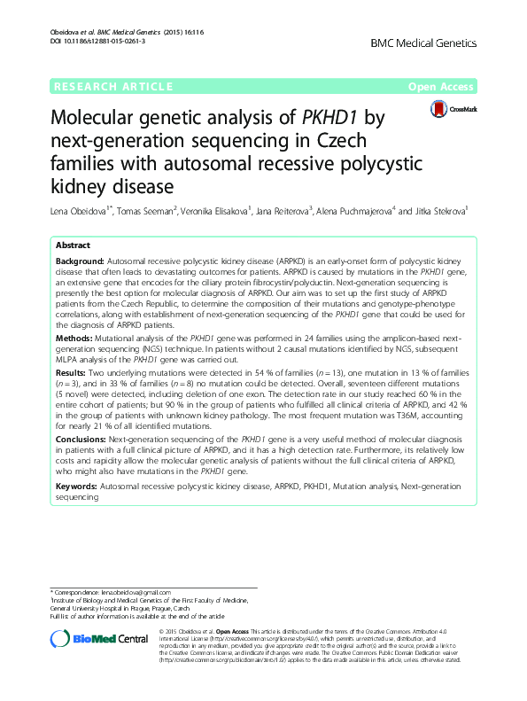 (PDF) Molecular genetic analysis of PKHD1 by next-generation sequencing ...