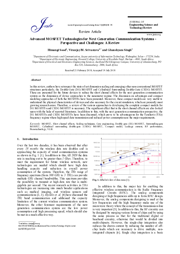 (PDF) Advanced MOSFET Technologies for Next Generation Communication ...