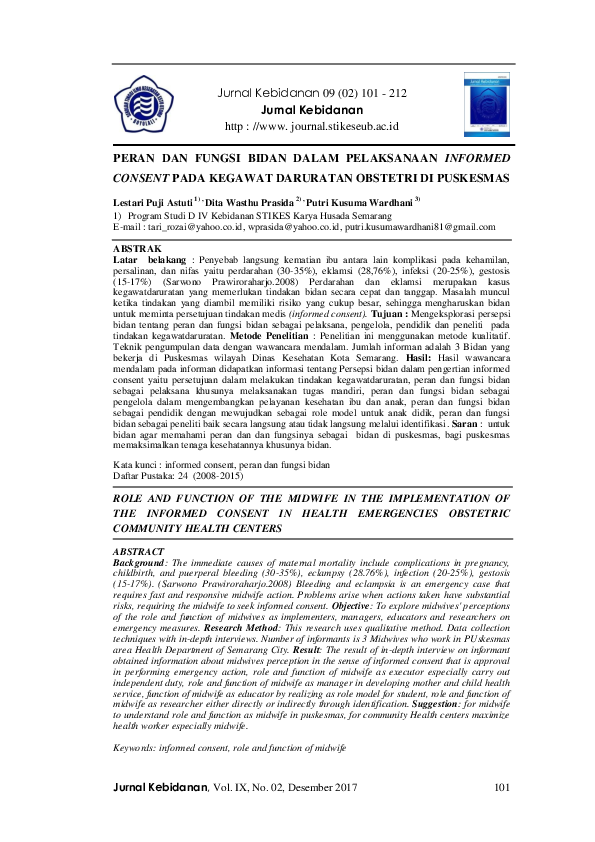 (PDF) Peran Dan Fungsi Bidan Dalam Pelaksanaan Informed Consent Pada ...