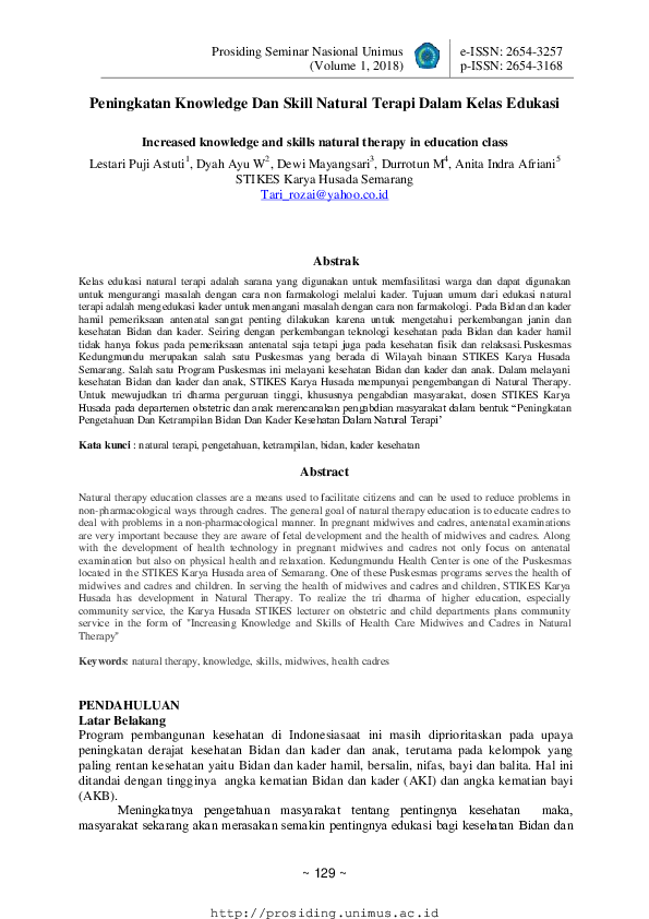 (PDF) Peningkatan Knowledge Dan Skill Natural Terapi Dalam Kelas Edukasi | Lestari Puji Astuti ...
