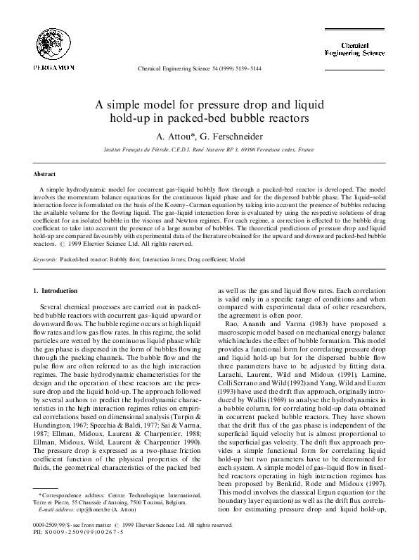 (PDF) A simple model for pressure drop and liquid hold-up in packed-bed ...