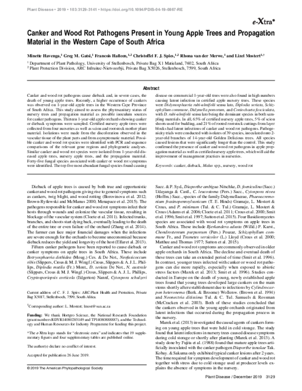 (PDF) Canker and Wood Rot Pathogens Present in Young Apple Trees and ...
