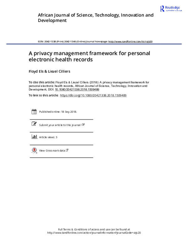 (PDF) A privacy management framework for personal electronic health records