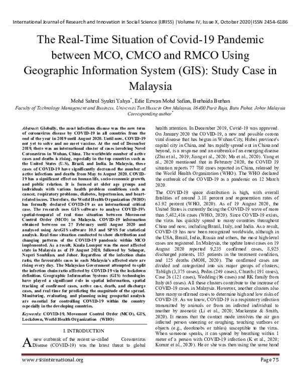 (PDF) The Real-Time Situation of Covid-19 Pandemic between MCO, CMCO ...