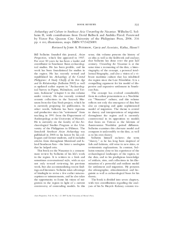 (PDF) Archaeology and Culture in Southeast Asia: Unraveling the ...