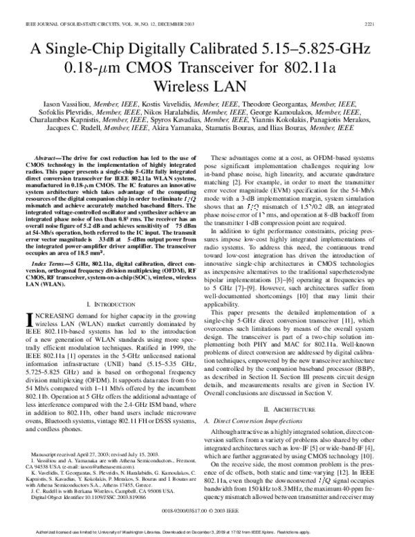 (PDF) A single-chip digitally calibrated 5.15~5.825-GHz 0.18-μm CMOS transceiver for 802.11a ...