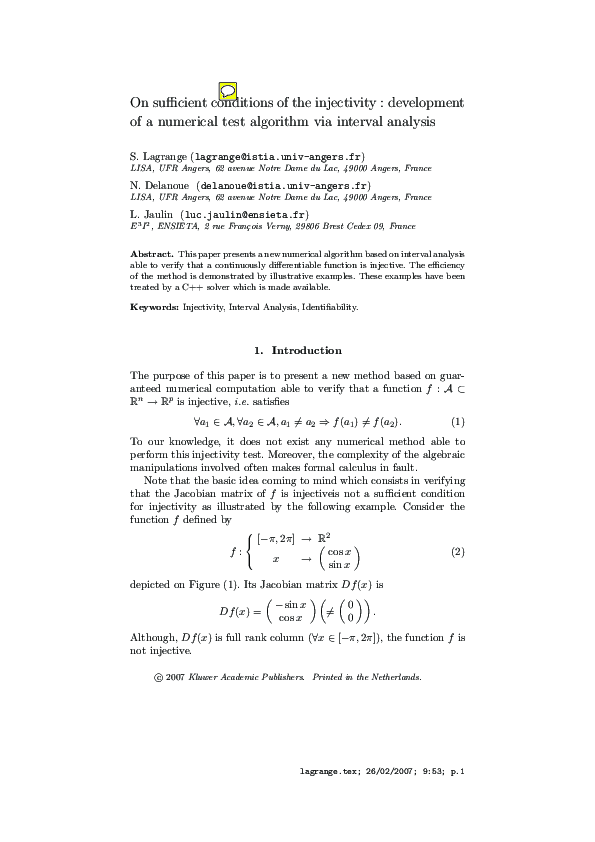 (PDF) On Sufficient Conditions of the Injectivity: Development of a ...