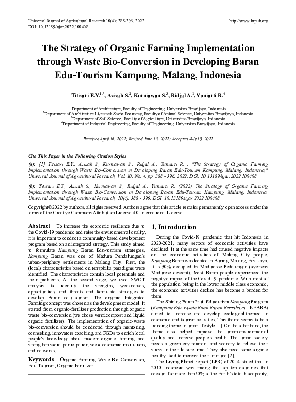 (PDF) The Strategy of Organic Farming Implementation through Waste Bio-Conversion in Developing ...
