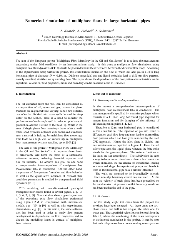 (PDF) Numerical simulation of multiphase flows in large horizontal pipes (PDF) Numerical simulation of multiphase flows in large horizontal pipes