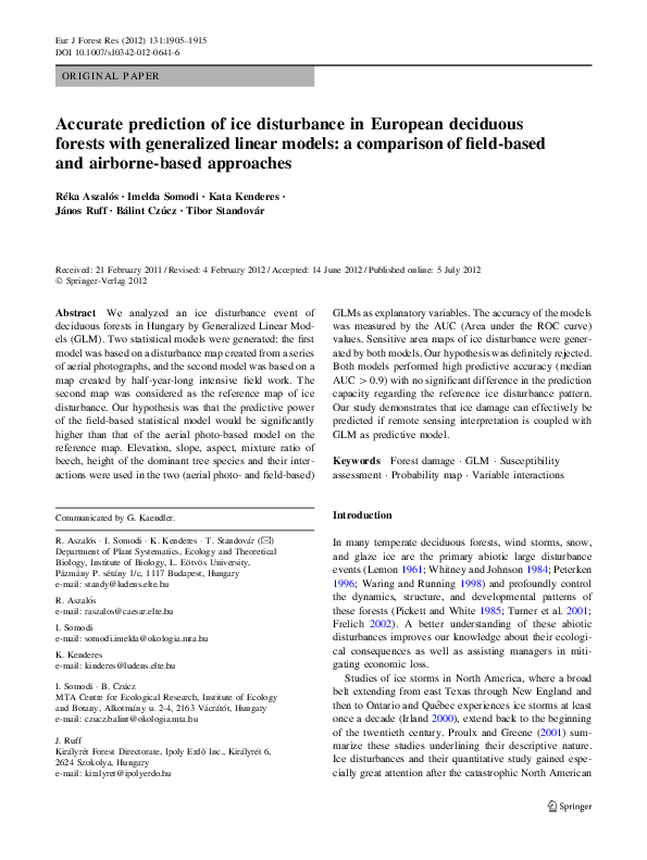 (PDF) Accurate prediction of ice disturbance in European deciduous ...
