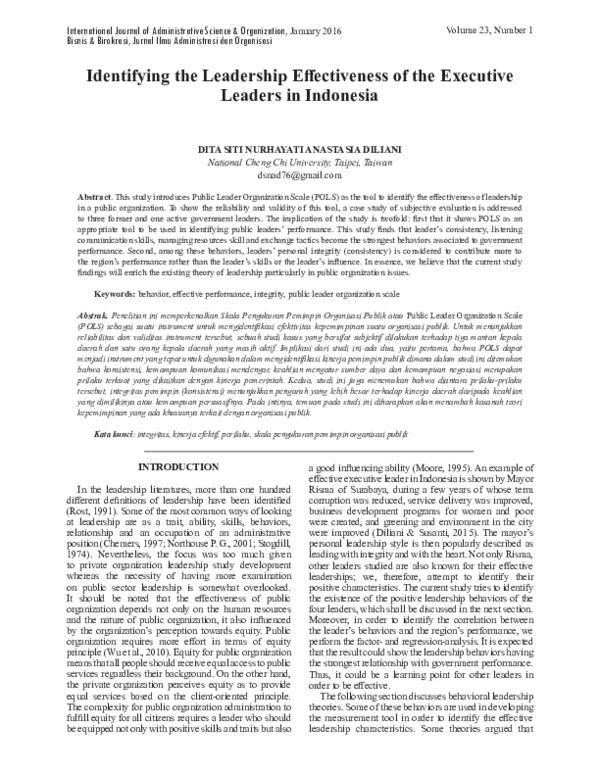 (PDF) Identifying the Leadership Effectiveness of the Executive Leaders ...