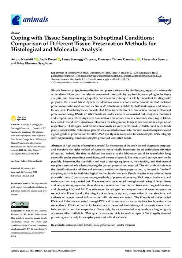 (PDF) Coping with Tissue Sampling in Suboptimal Conditions: Comparison ...
