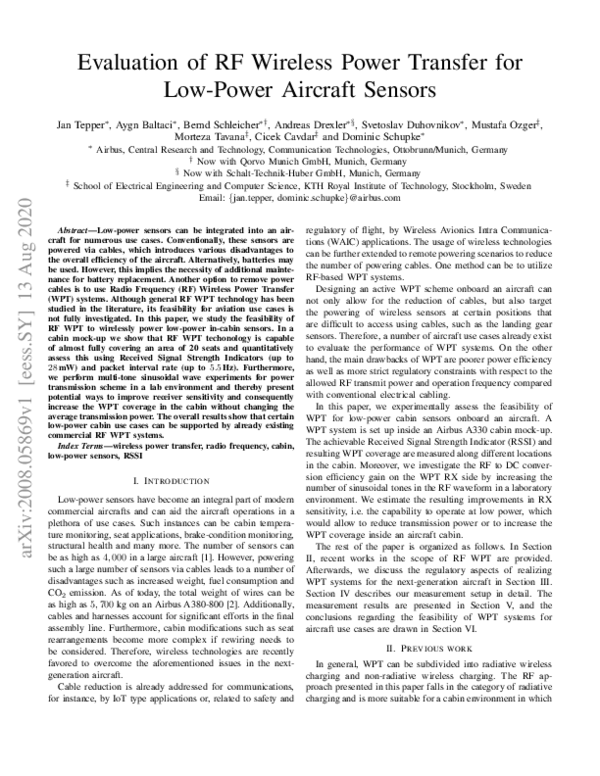 (PDF) Evaluation of RF Wireless Power Transfer for Low-Power Aircraft ...