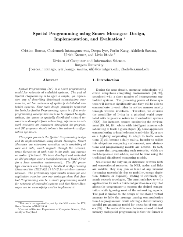 (PDF) Spatial programming with smart messages for networks of embedded ...