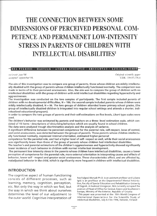 (PDF) The Connection Between some Dimensions of Percieved Personal ...