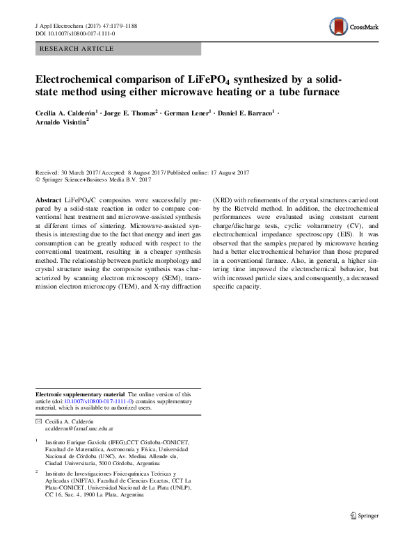 (PDF) Electrochemical comparison of LiFePO4 synthesized by a solid-state method using either ...