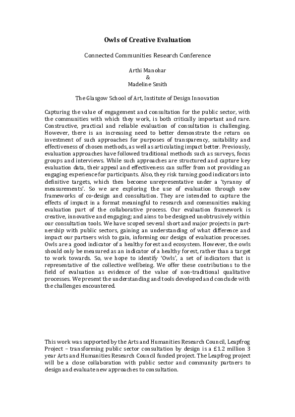 (DOC) Owls of Creative Evaluation