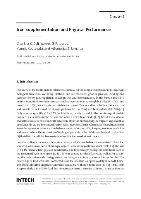 (PDF) Iron Supplementation and Physical Performance