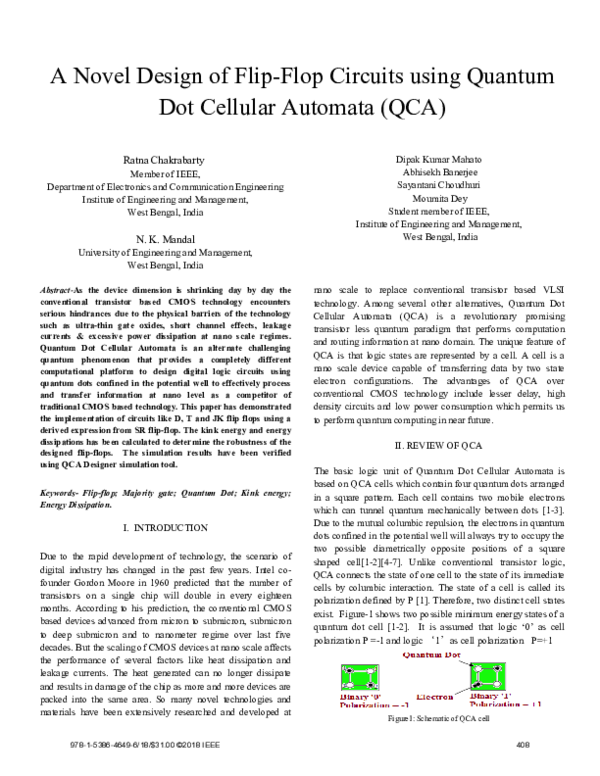 (PDF) A novel design of flip-flop circuits using quantum dot cellular automata (QCA)