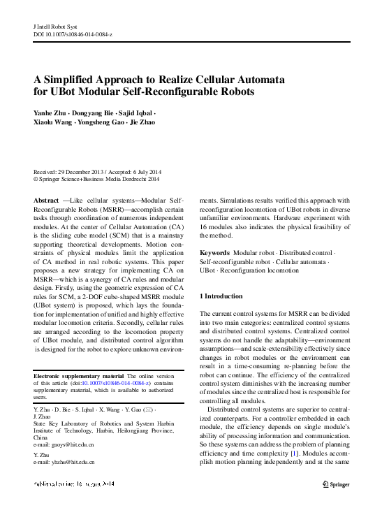(PDF) A Simplified Approach to Realize Cellular Automata for UBot ...