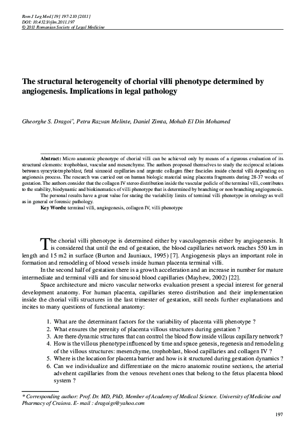 (PDF) The structural heterogeneity of chorial villi phenotype ...