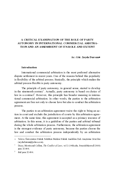 (PDF) A Critical Examination of the Role of Party Autonomy in ...