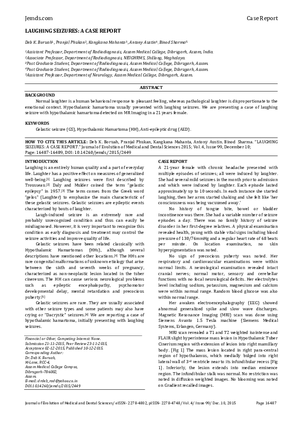 (PDF) Laughing Seizures: A Case Report