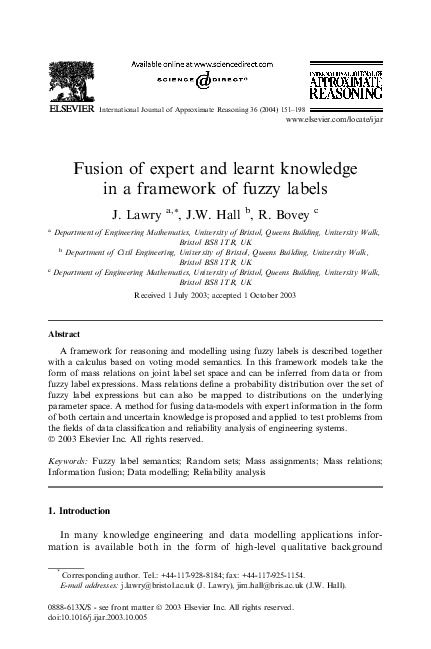 (PDF) Fusion of expert and learnt knowledge in a framework of fuzzy labels | Agung Agung ...