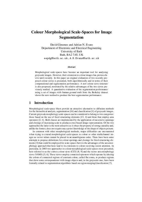 (PDF) Colour Morphological Scale-Spaces for Image Segmentation | David Gimenez - Academia.edu