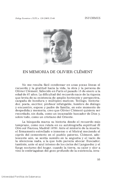 (PDF) En memoria de Olivier Clément