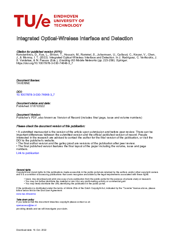 (PDF) Integrated Optical-Wireless Interface and Detection