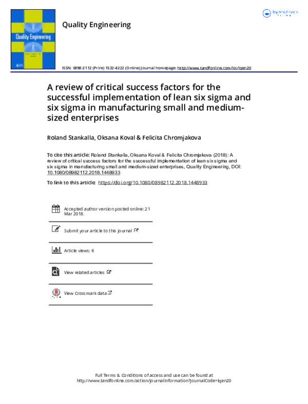 (PDF) A review of critical success factors for the successful implementation of Lean Six Sigma ...