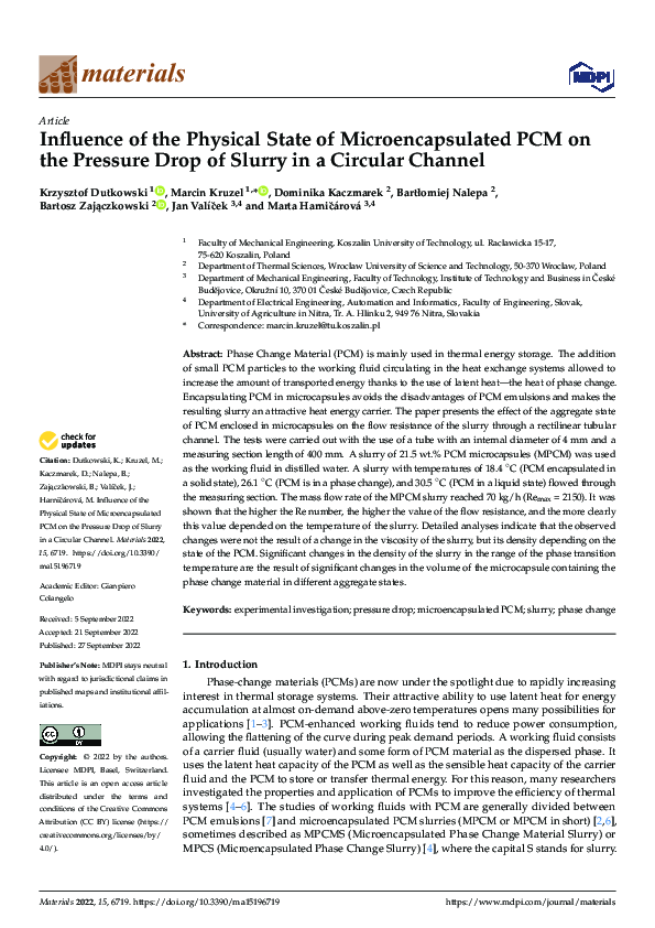 (PDF) Influence of the Physical State of Microencapsulated PCM on the ...
