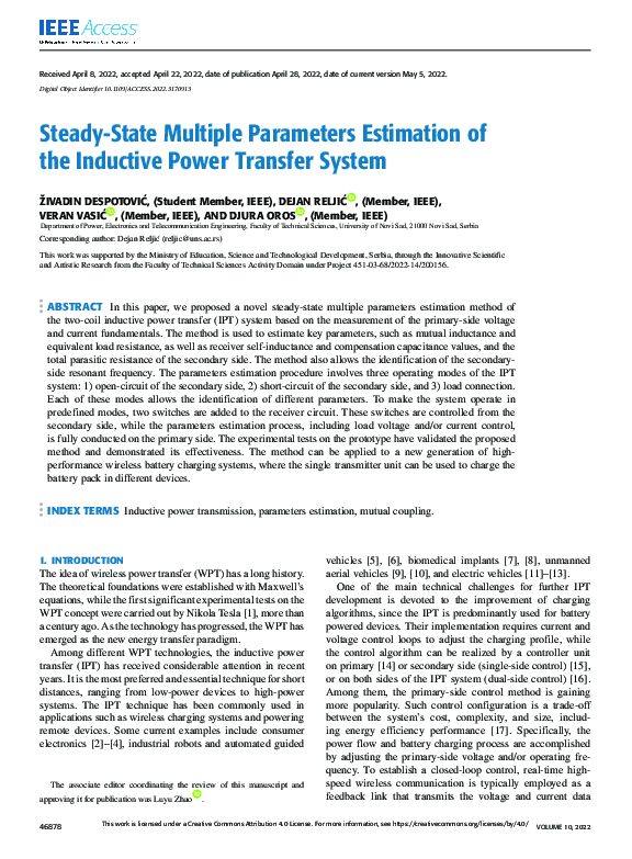Pdf Steady State Multiple Parameters Estimation Of The Inductive
