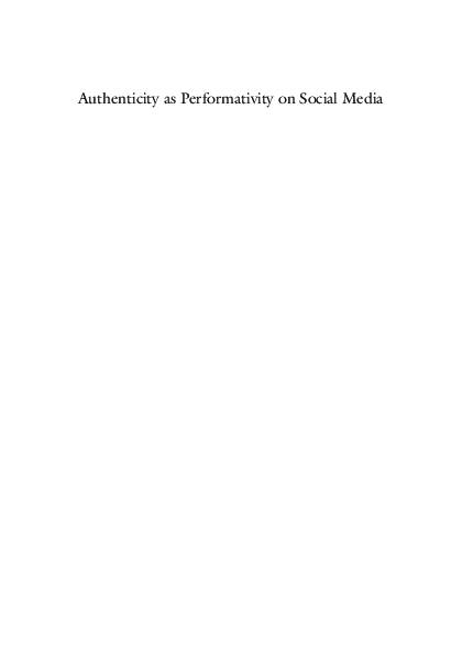 (PDF) Authenticity as Performativity on Social Media