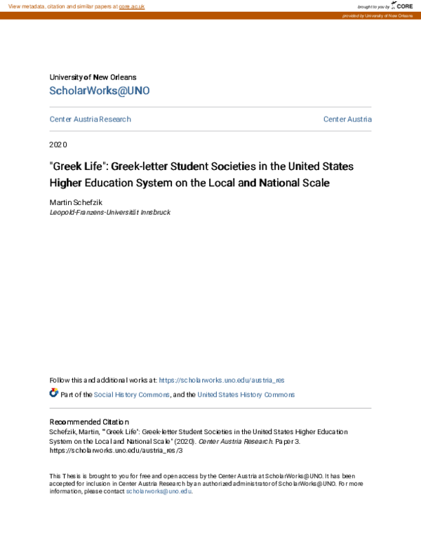 (PDF) Greek Life": Greek-letter Student Societies in the United States ...