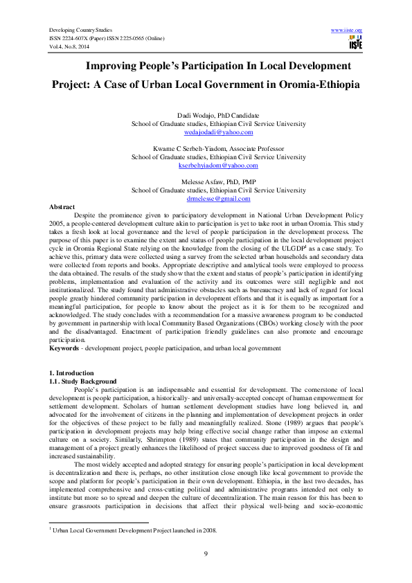 (PDF) Improving People’s Participation In Local Development Project: A ...