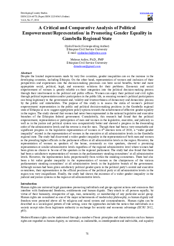 (PDF) A Critical and Comparative Analysis of Political Empowerment ...