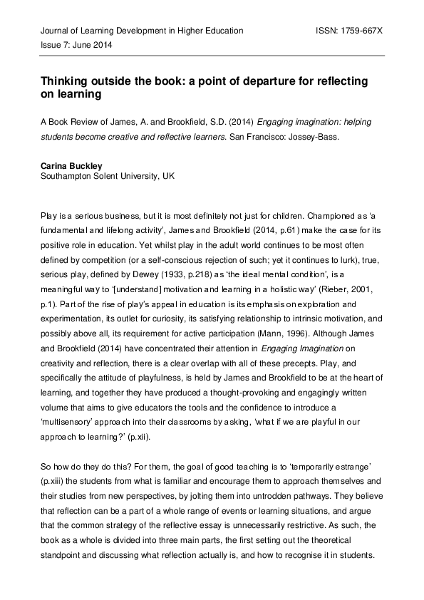 (PDF) Engaging imagination: helping students become creative and reflective learners, by Alison ...