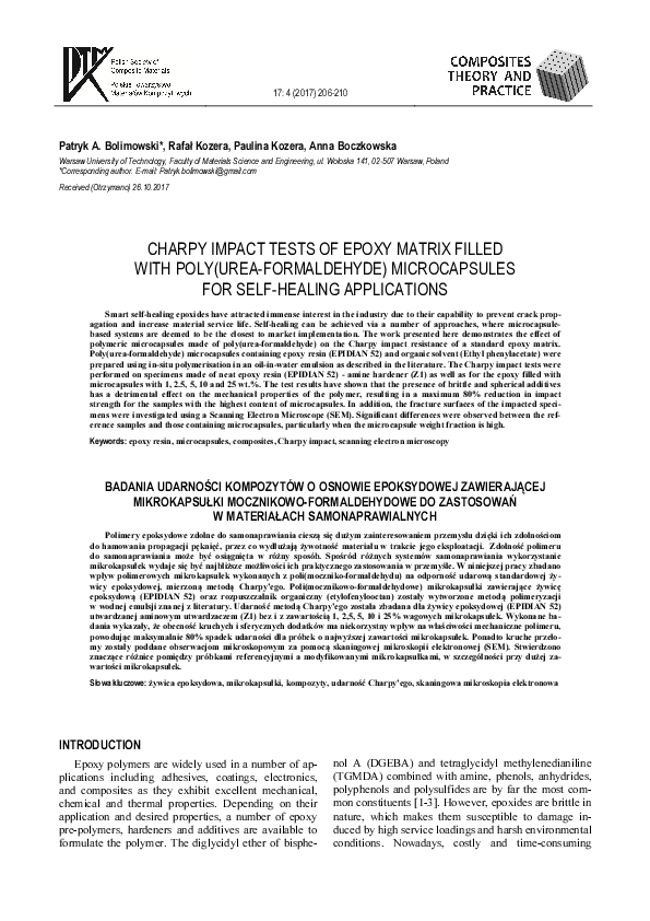 (PDF) Charpy impact tests of epoxy matrix filled with poly(urea ...