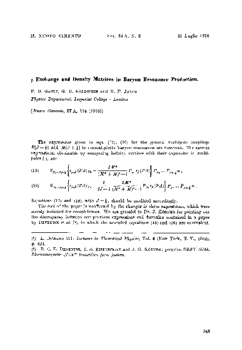 (PDF) Ρ Exchange and Density Matrices in Baryon Resonance Production | Fred GAULT - Academia.edu
