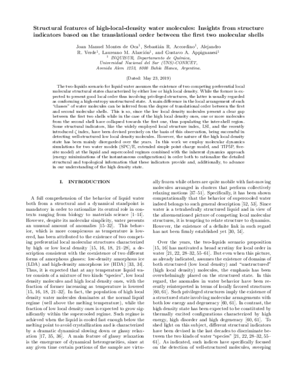 (PDF) Structural features of high-local-density water molecules ...